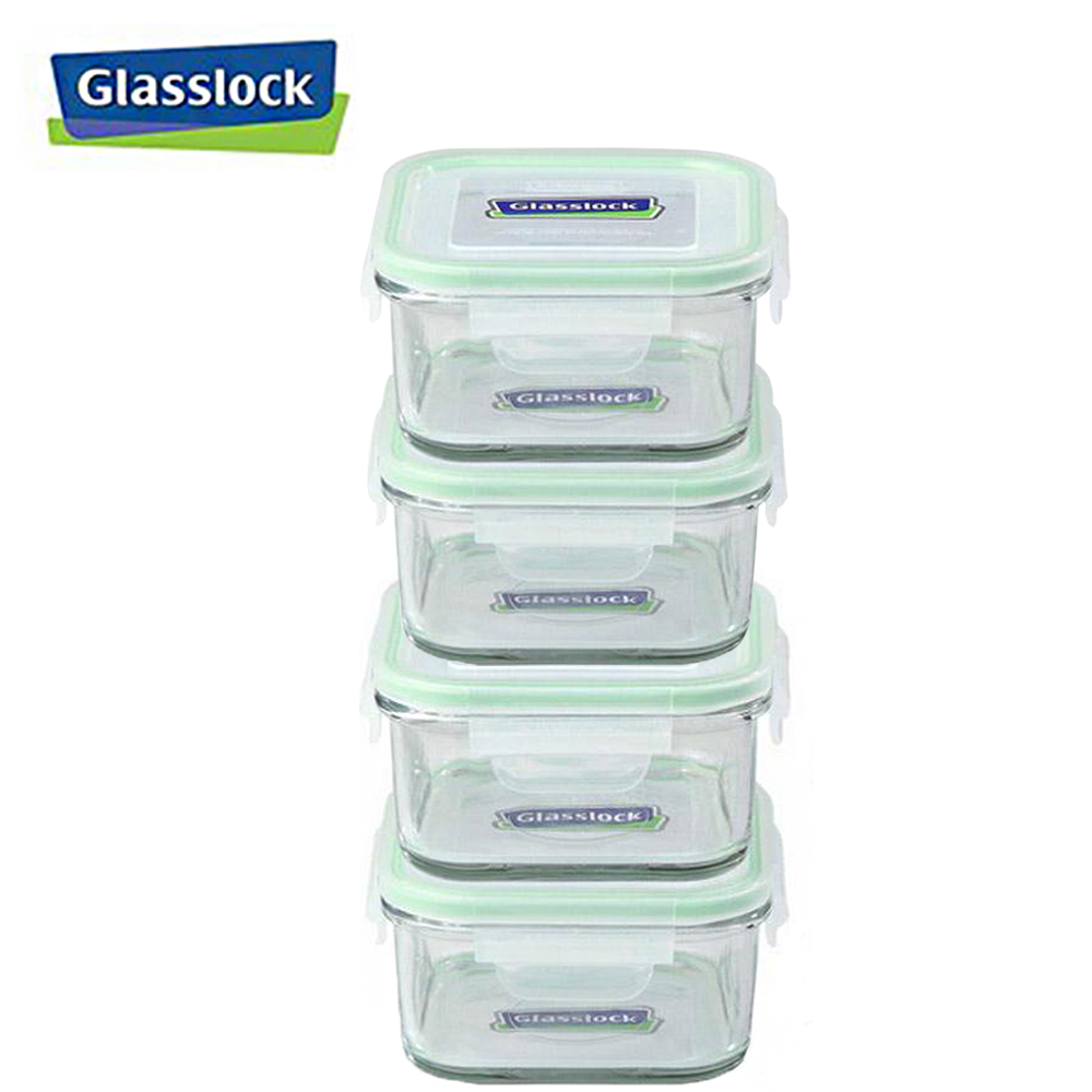[Glasslock] 30oz/900ml Square Food Storage Containers, 8-Pcs Set ...